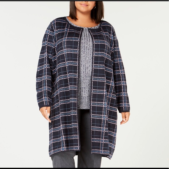 NY Collection | Sweaters | Nwt Ny Collection Plaid Cardigan Sweater ...
